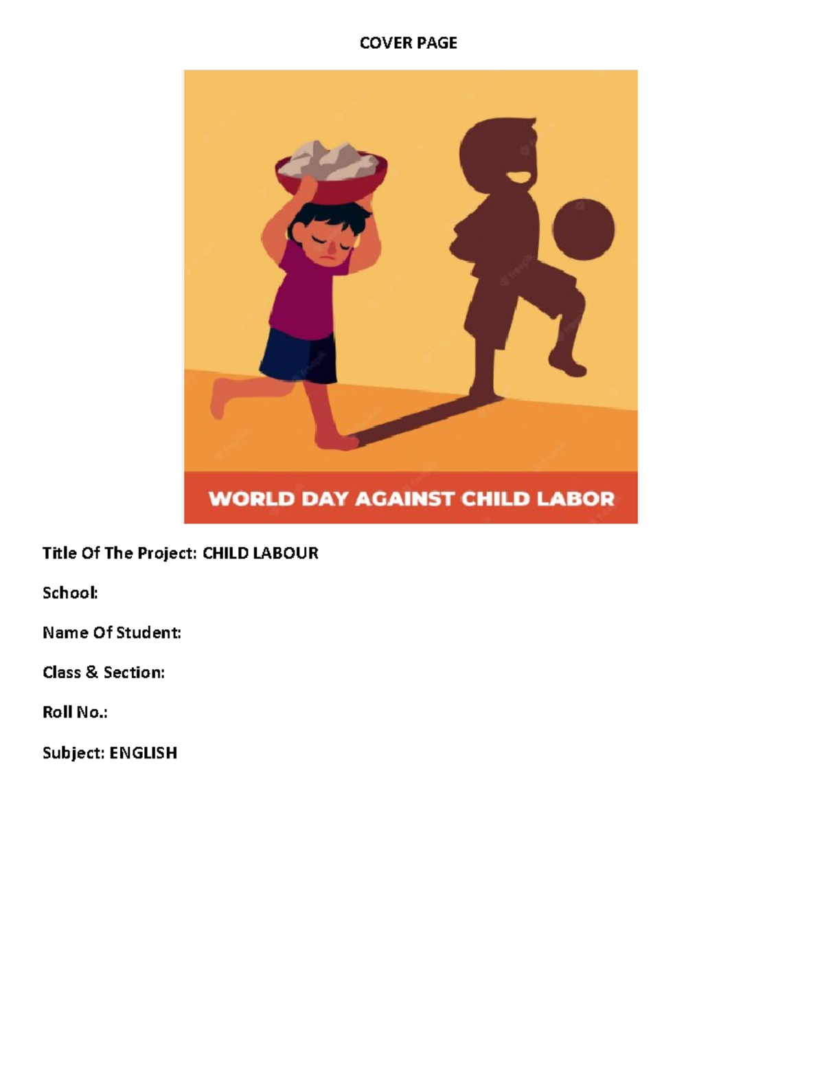 Child-labour - COVER PAGE Title Of The Project: CHILD LABOUR School ...