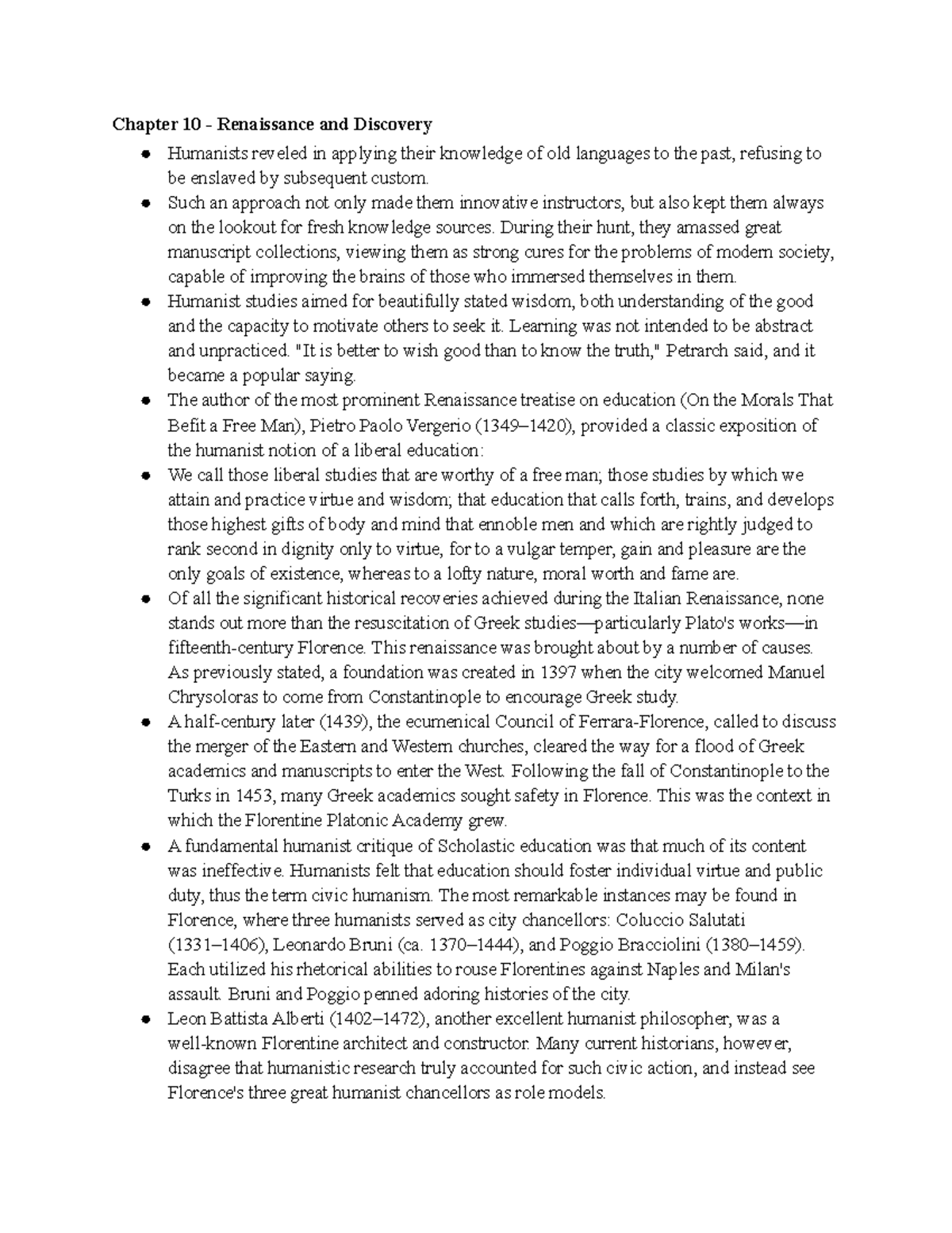 Part 3 The Western Heritage Notes - Chapter 10 - Renaissance and ...