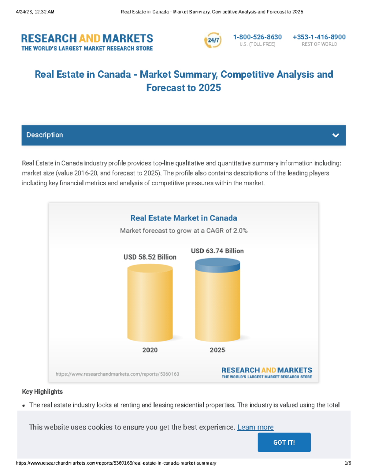 Real Estate in Canada - Market Summary, Competitive Analysis and ...