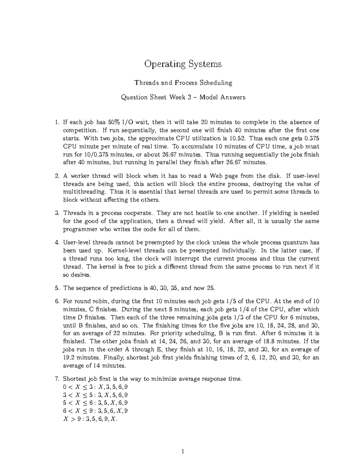 Question set 3 model answers - Operating Systems Threads and Process ...