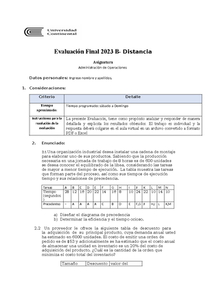 Examen Final Finanzas Corporativas II - 2024 17 - Evaluación Final (A) 202 4 - 10 Asignatura ...