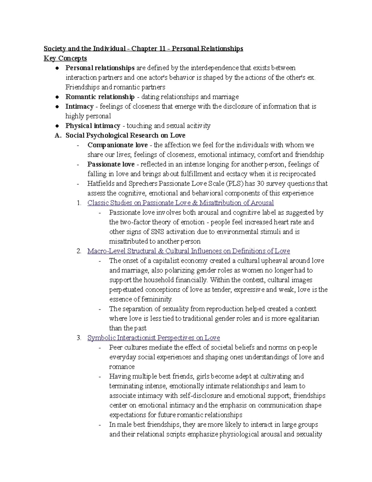 Society and the Individual - Chapter 11 - Personal Relationships ...