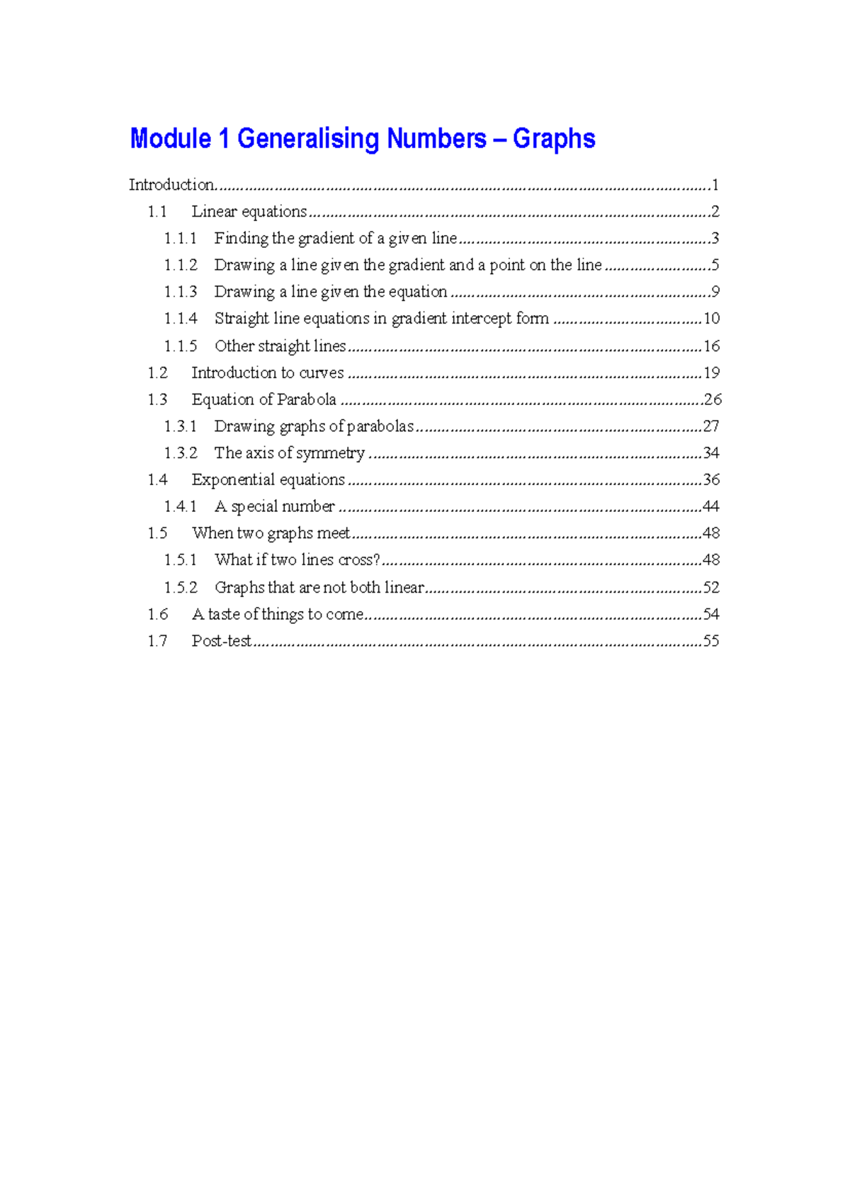 TPP0181 Module 1 Graphs - Module 1 Generalising Numbers – Graphs - Studocu