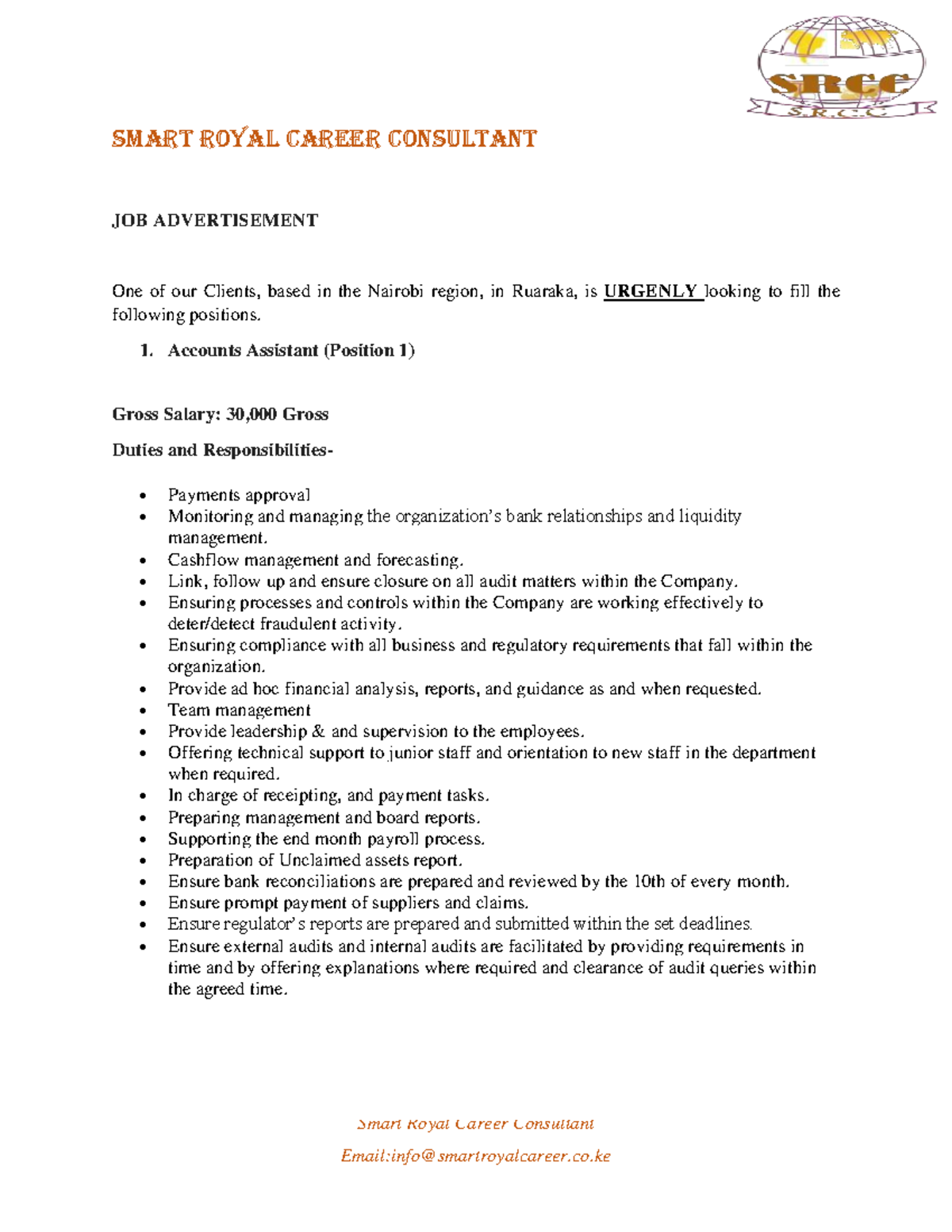 JOB Advert Ruaraka - good notes - SMART ROYAL CAREER CONSULTANT Smart ...
