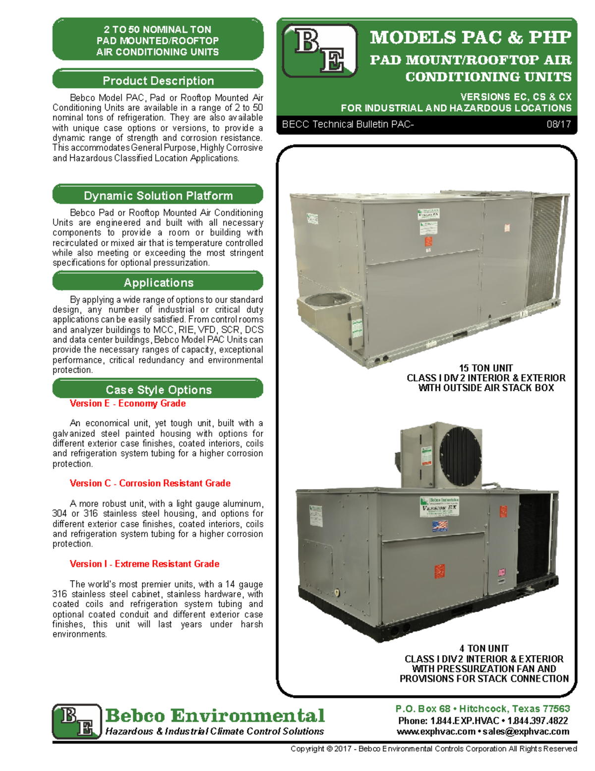 PAC R1.1 - descripcion quimica - sa PAD MOUNT/ROOFTOP AIR CONDITIONING UNITS MODELS PAC & PHP ...