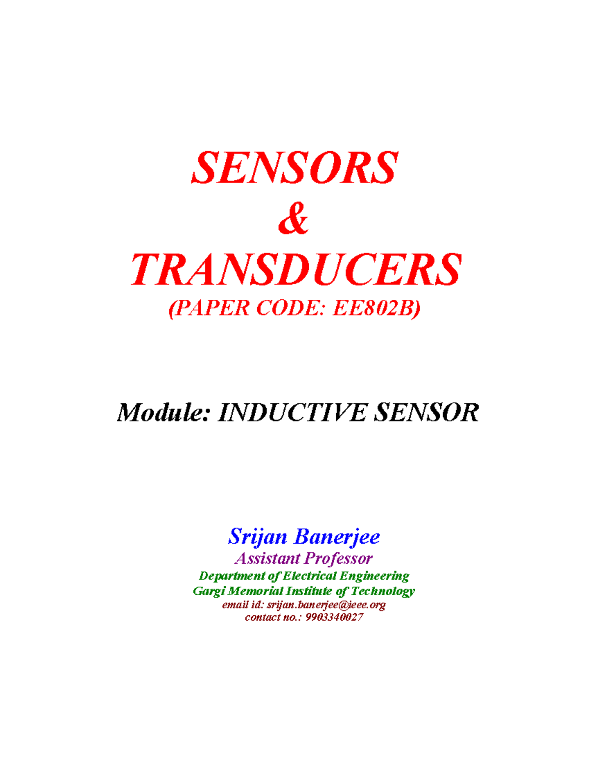 Inductive Sensor - Introduction Differential Structure of Inductive ...