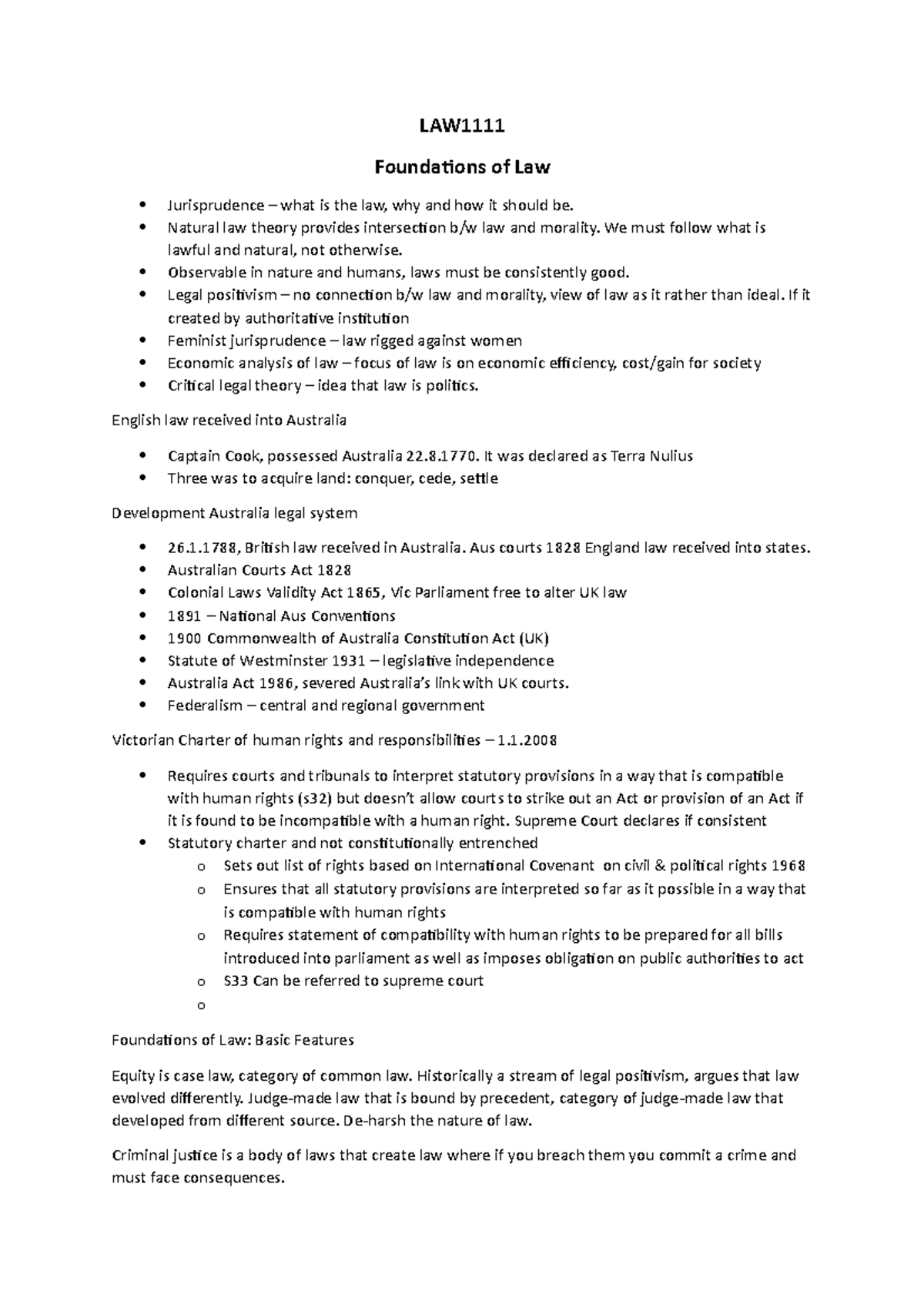 Week 1 FOL Lecture LAW Foundations Of Law Jurisprudence What Is The