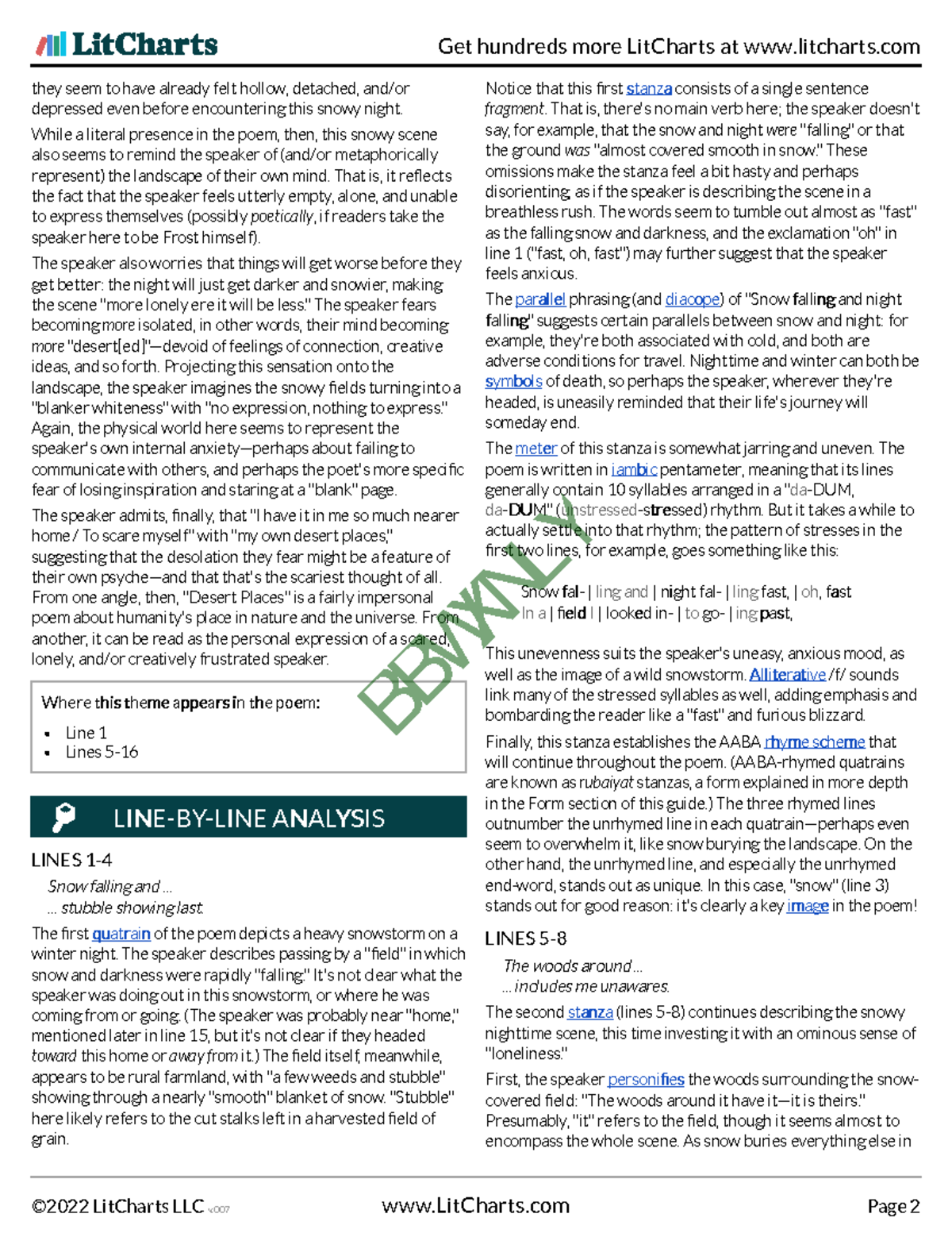 Lit Charts-desert-places 2 - they seem to have already felt hollow ...