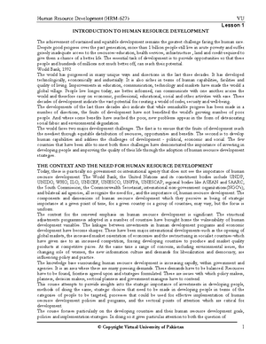 HRM 613-Handouts 1-45.pdf - HANDOUTS OF PERFORMANCE MANAGEMENT (HRM 613) Lesson - Studocu