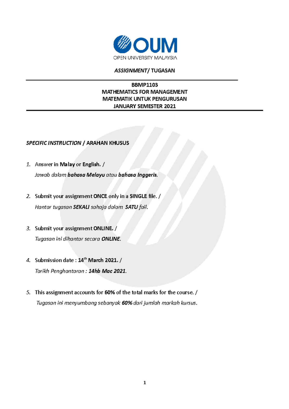 maths for management - ASSIGNMENT / TUGASAN - Studocu