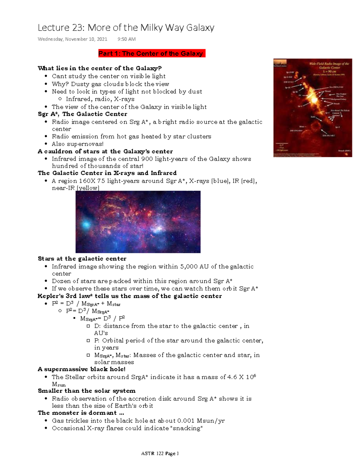 More of the Milky Way Galaxy - Part 1: The Center of the Galaxy What ...