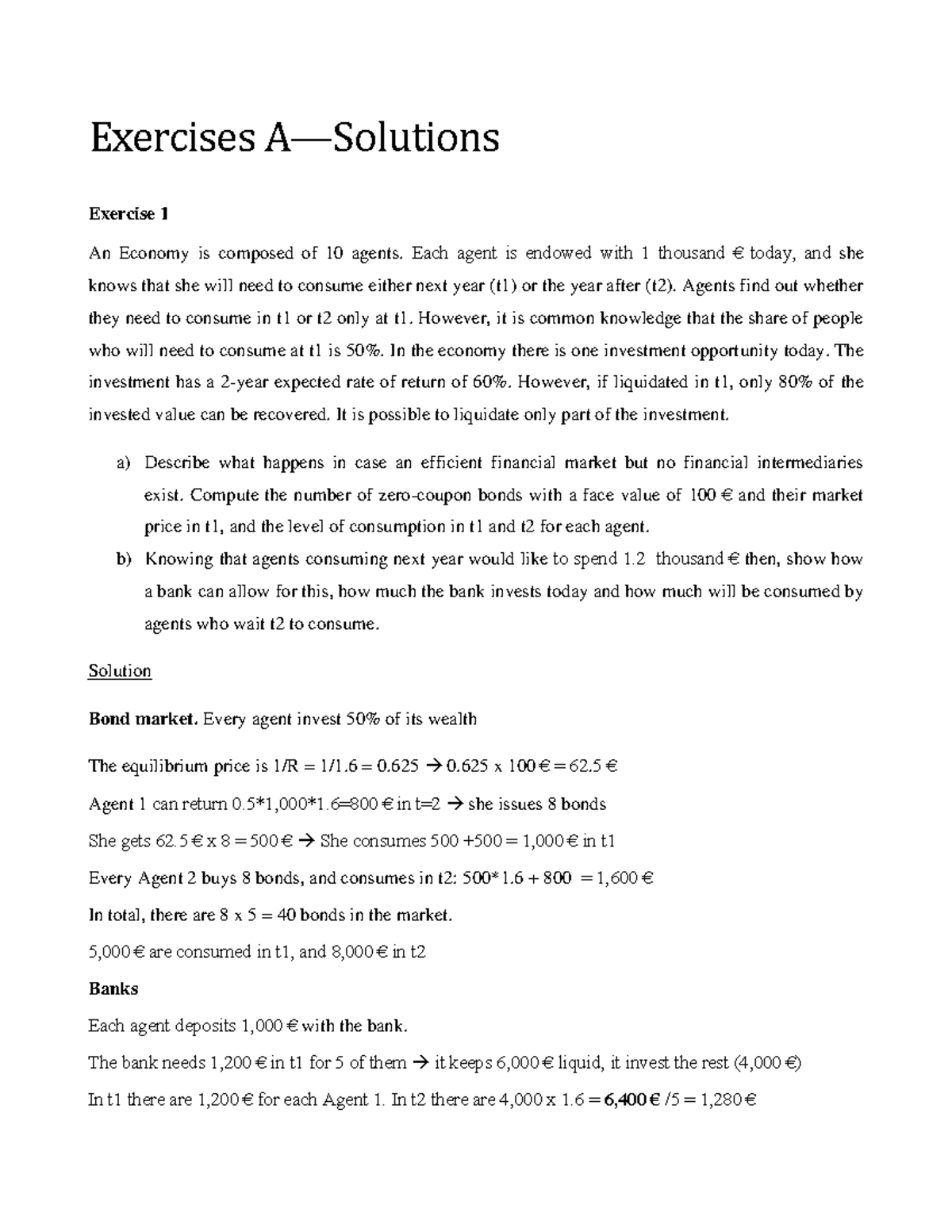 Exercises A with solutions - Exercises A—Solutions Exercise 1 An ...