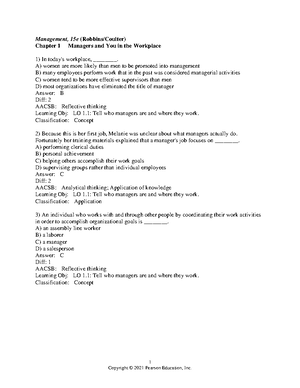 Management Chapter 14 Question Bank - 1 Management, 15e (Robbins ...