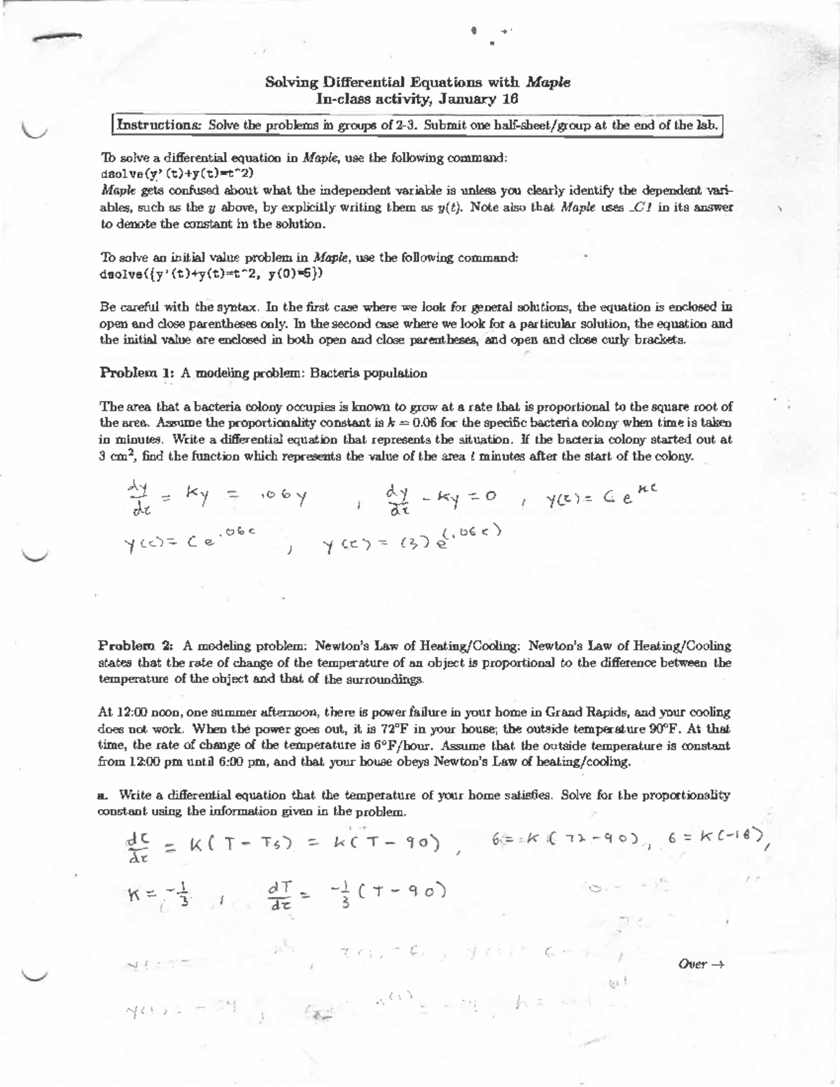 Mth-304-activity-solving differential equations with maple - s ...