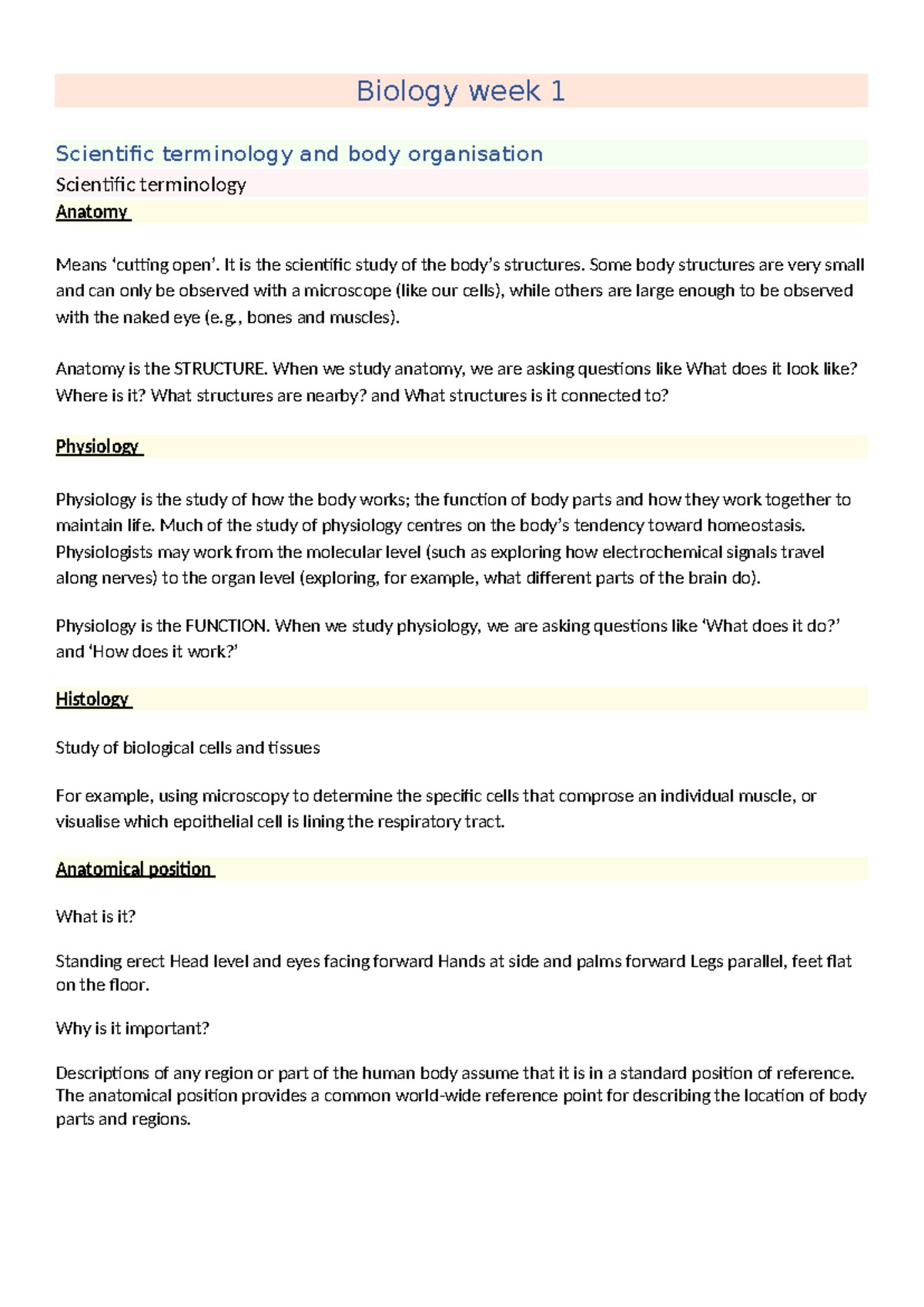 Biology week 1 - week 1 - Biology week 1 Scientific terminology and ...