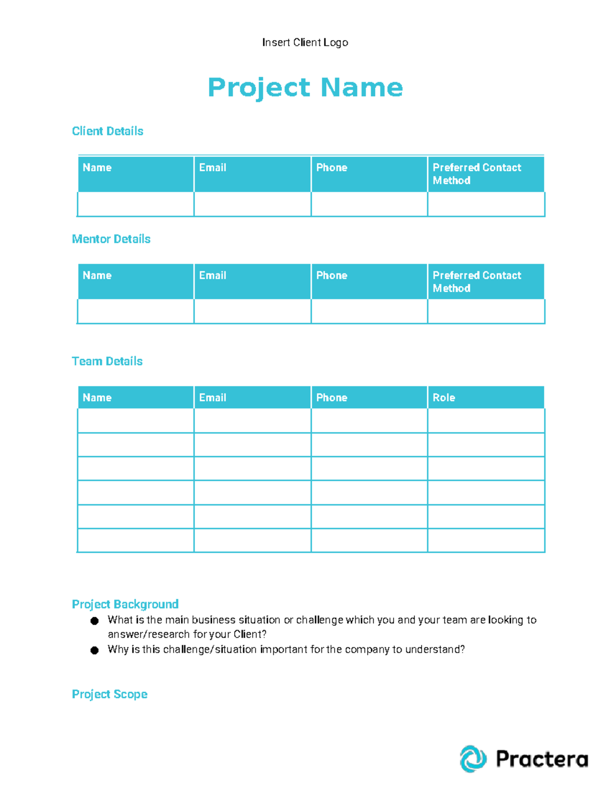 Project Plan Template - Insert Client Logo Project Name Client Details ...