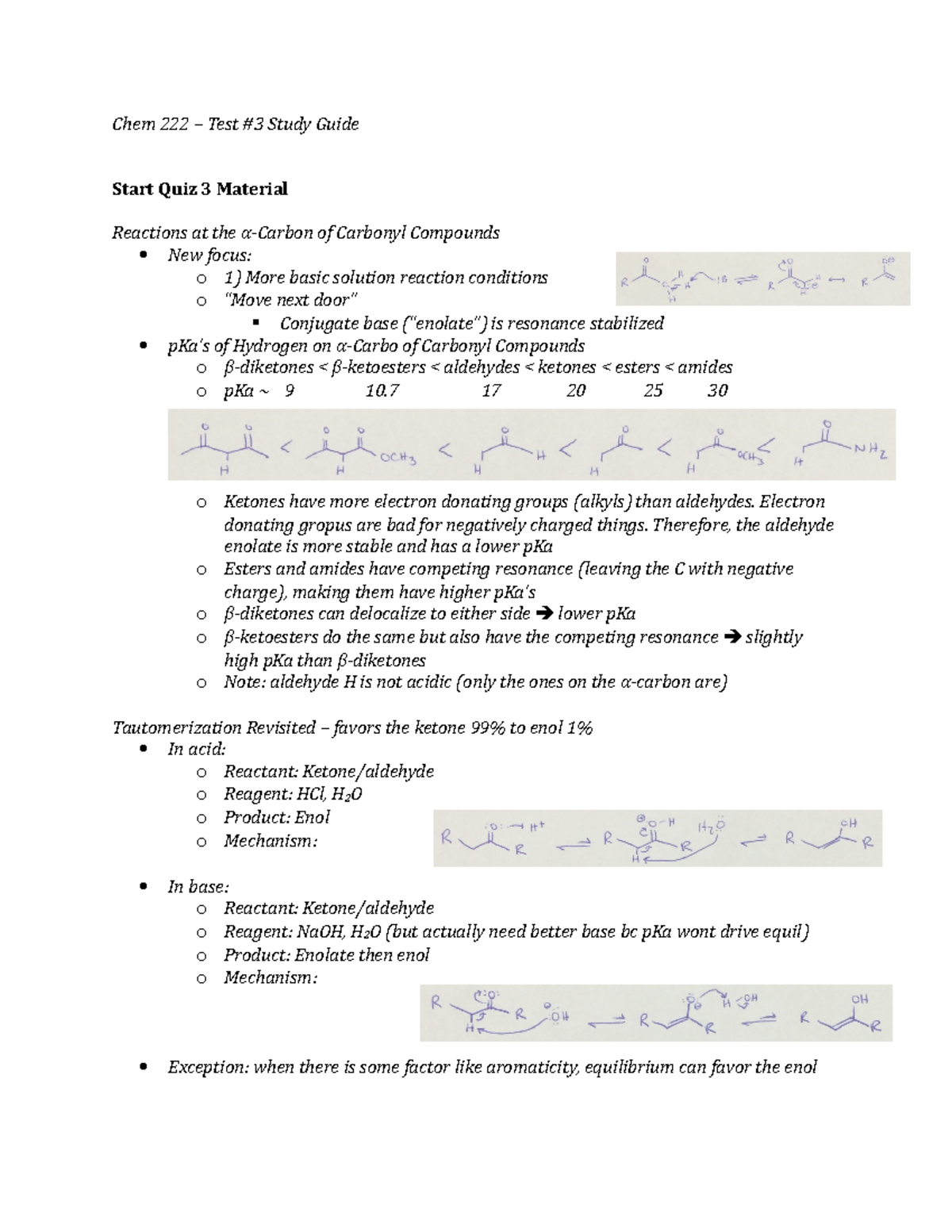 Test #3 Study Guide - Summary Organic Chemistry II - Chem Test Study ...