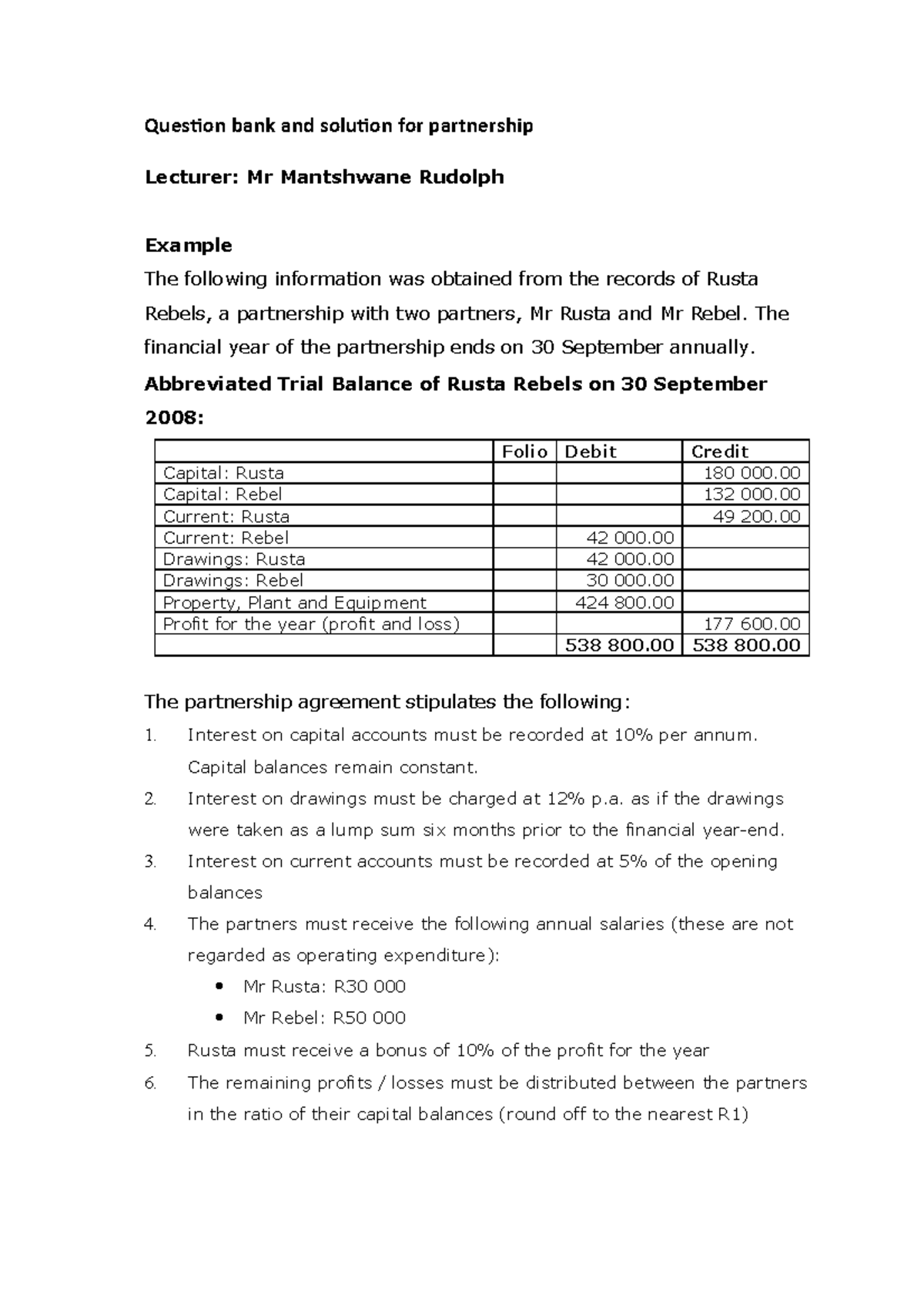 1. Question bank and solution for partnership - Quesion bank and ...