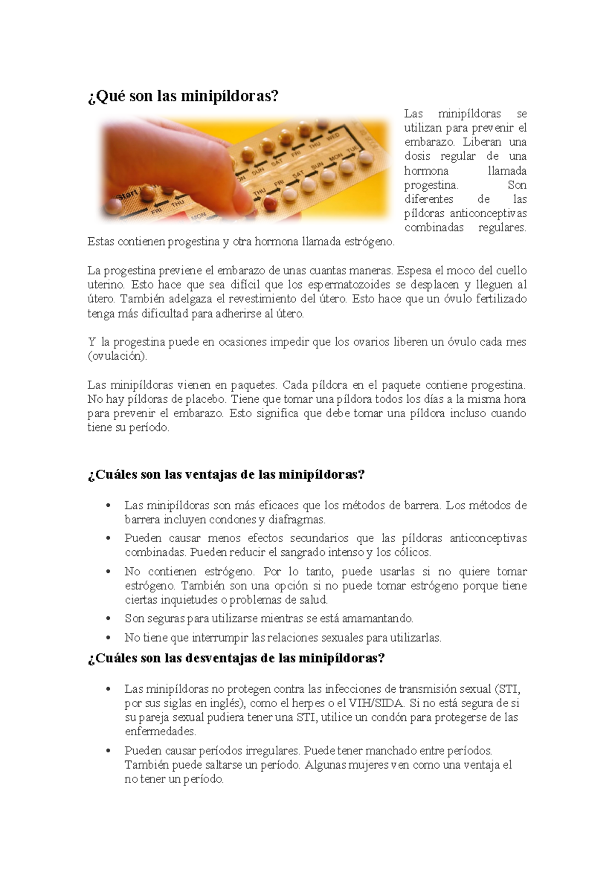 Progestina - APUNTES - ¿Qué son las minipíldoras? Las minipíldoras se ...