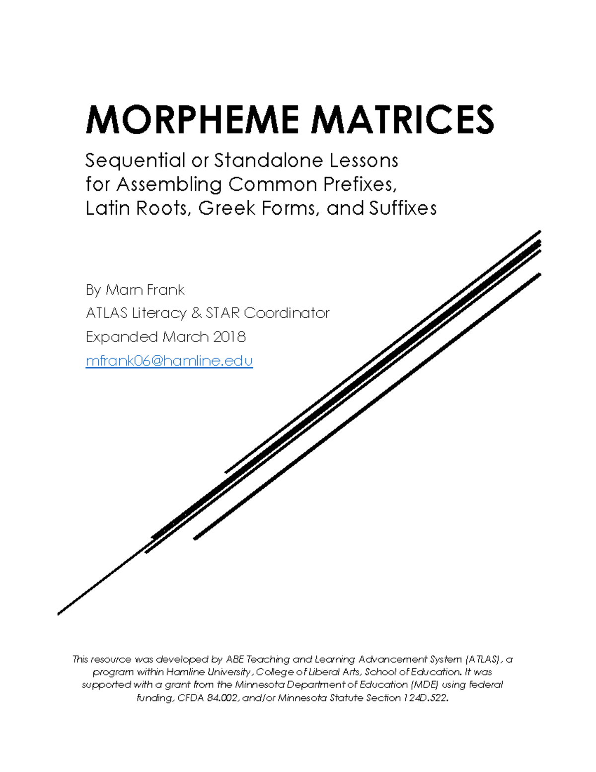 Morpheme Matrices - This resource was developed by ABE Teaching and Learning Advancement System ...