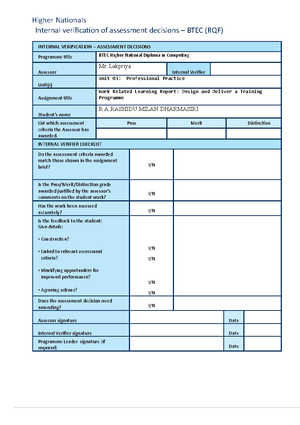 Professional practice assignment - Higher Nationals Internal ...
