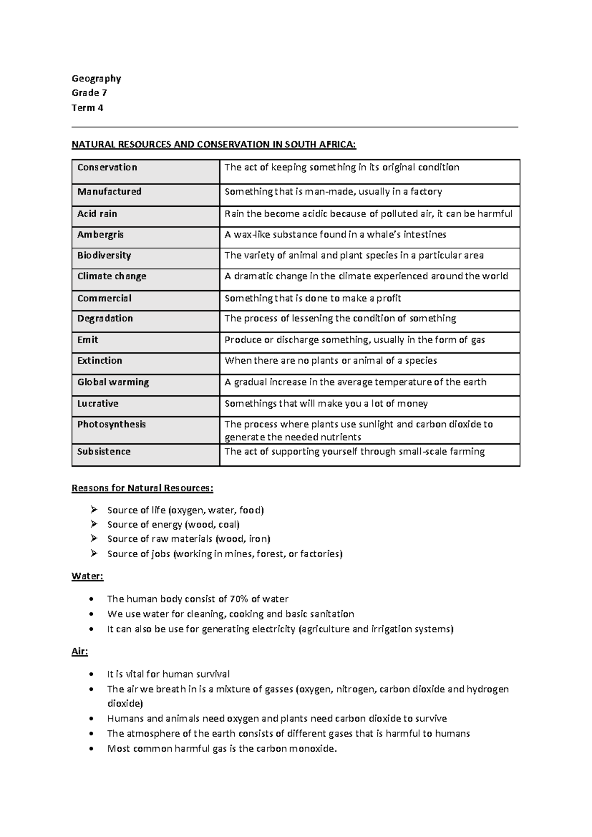 Social Studies Geography Term 4 grade 7 - Geography Grade 7 Term 4 ...