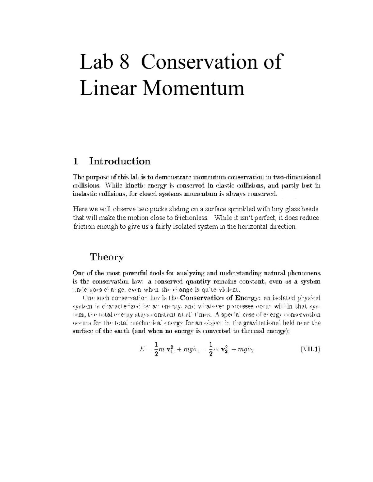Linear Momentum - Lab week8 ...