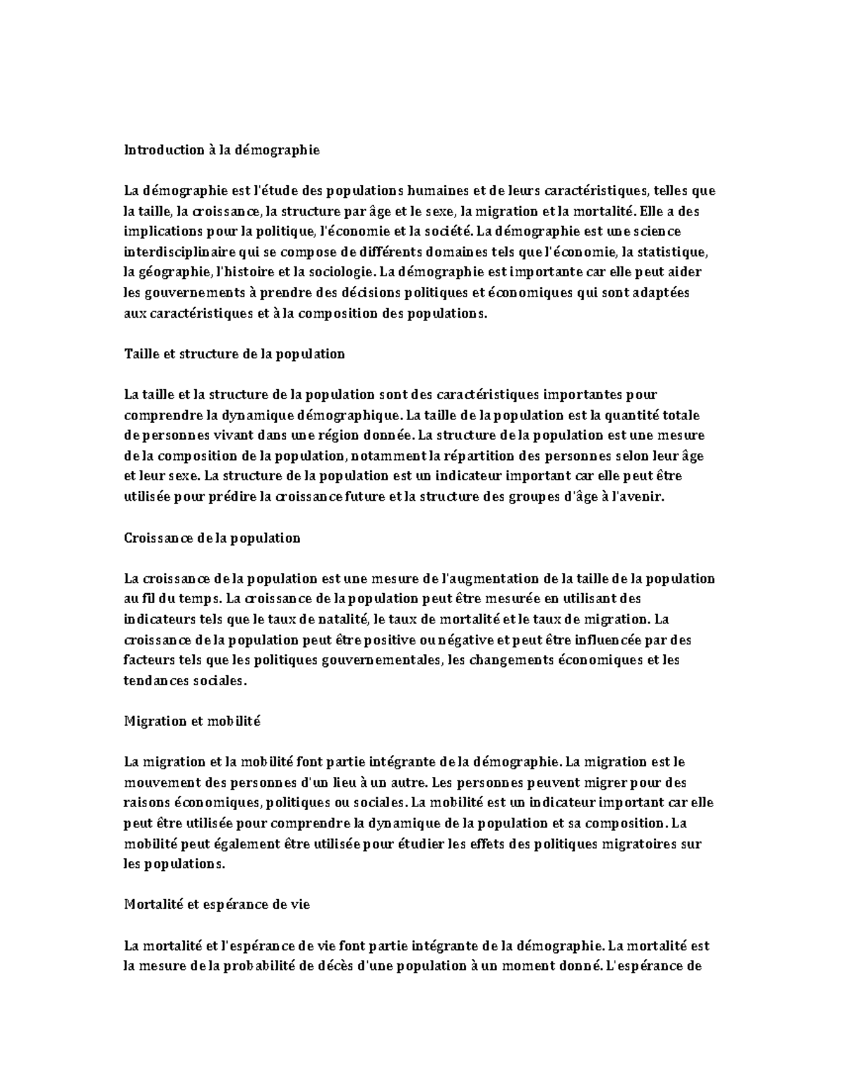 Demography - Introduction à la démographie La démographie est l'étude ...