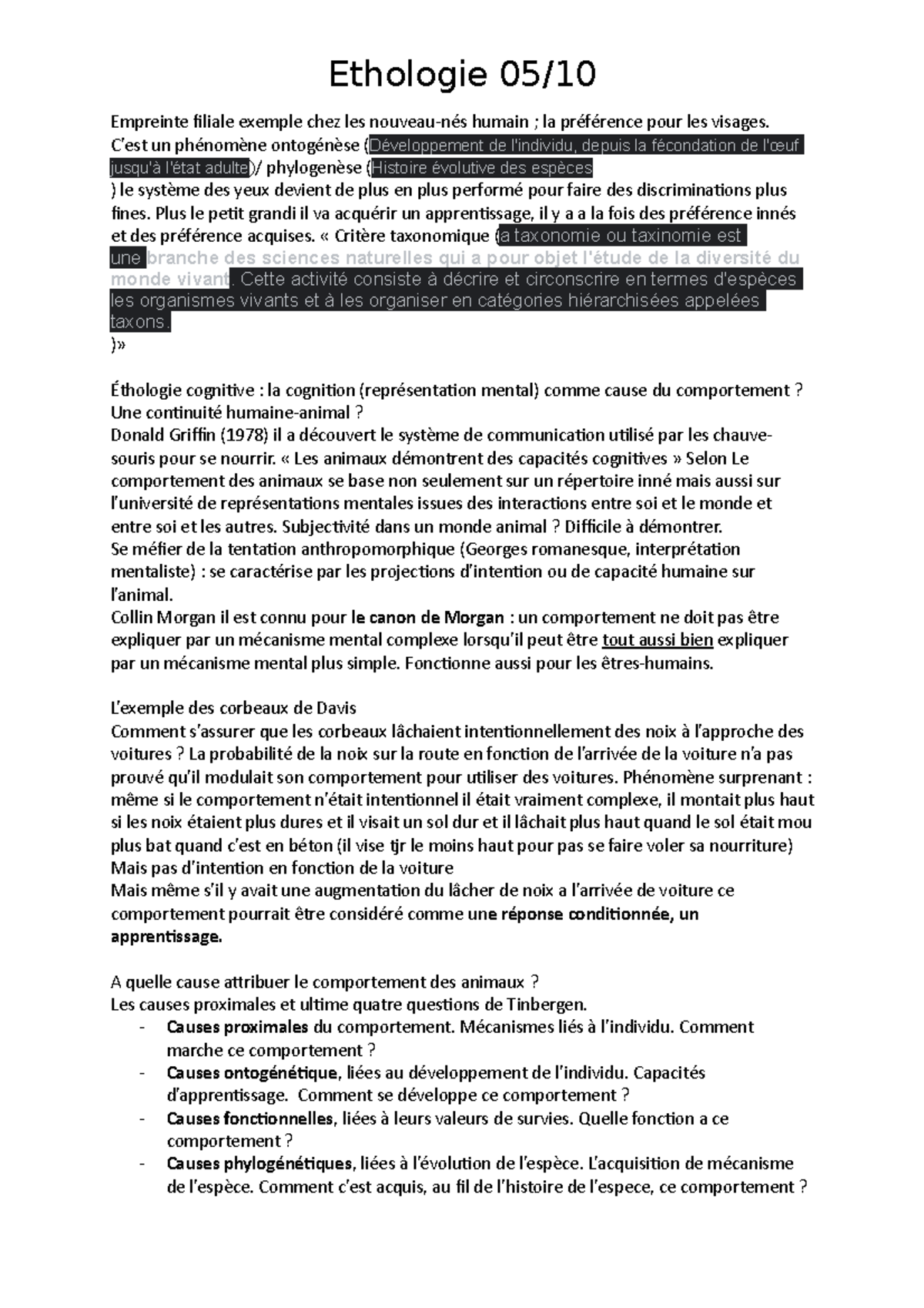 Ethologie 05:10 - note - Empreinte filiale exemple chez les nouveau-nés ...
