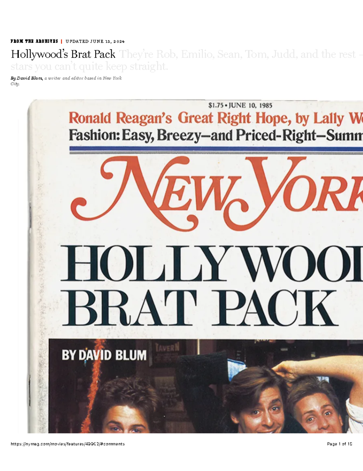 Hollywood’s Brat Pack: The 1985 Story Behind the ‘ Brats’ Doc ...