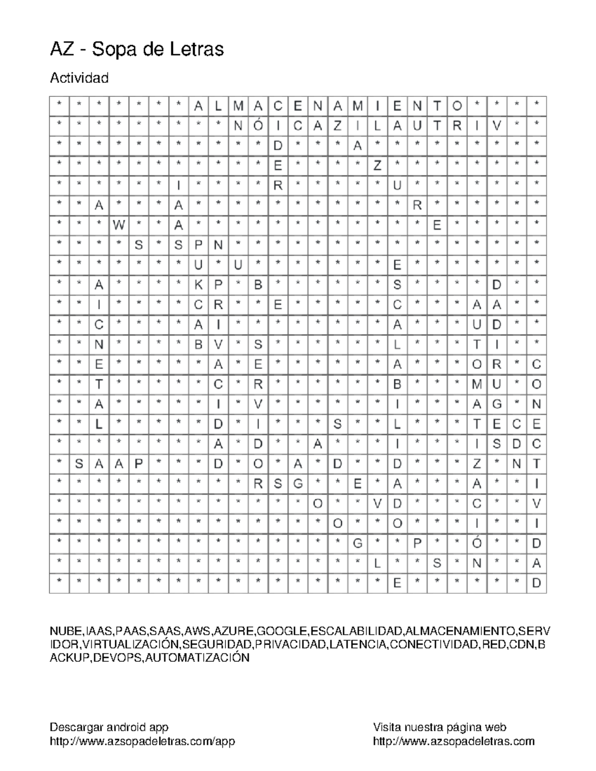 Download - fundamentos de la programacion - AZ - Sopa de Letras Actividad - Studocu