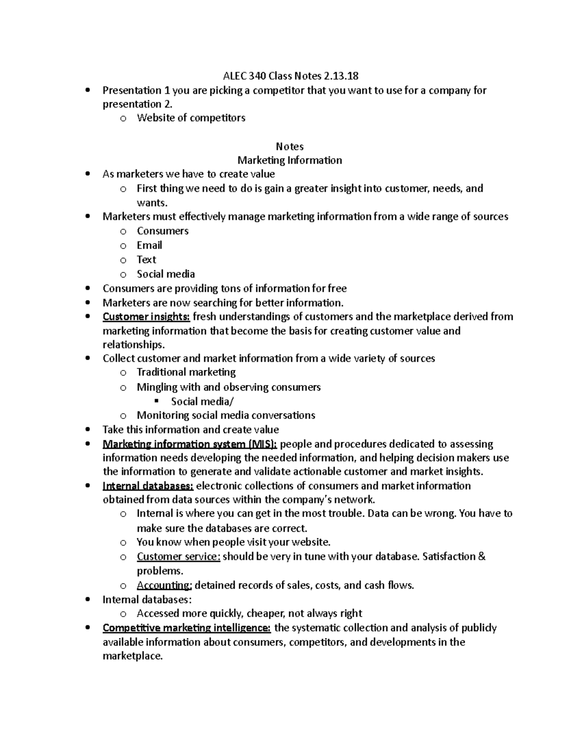 ALEC 340 Class Notes 2 - ALEC 340 Class Notes 2. Presentation 1 you are ...