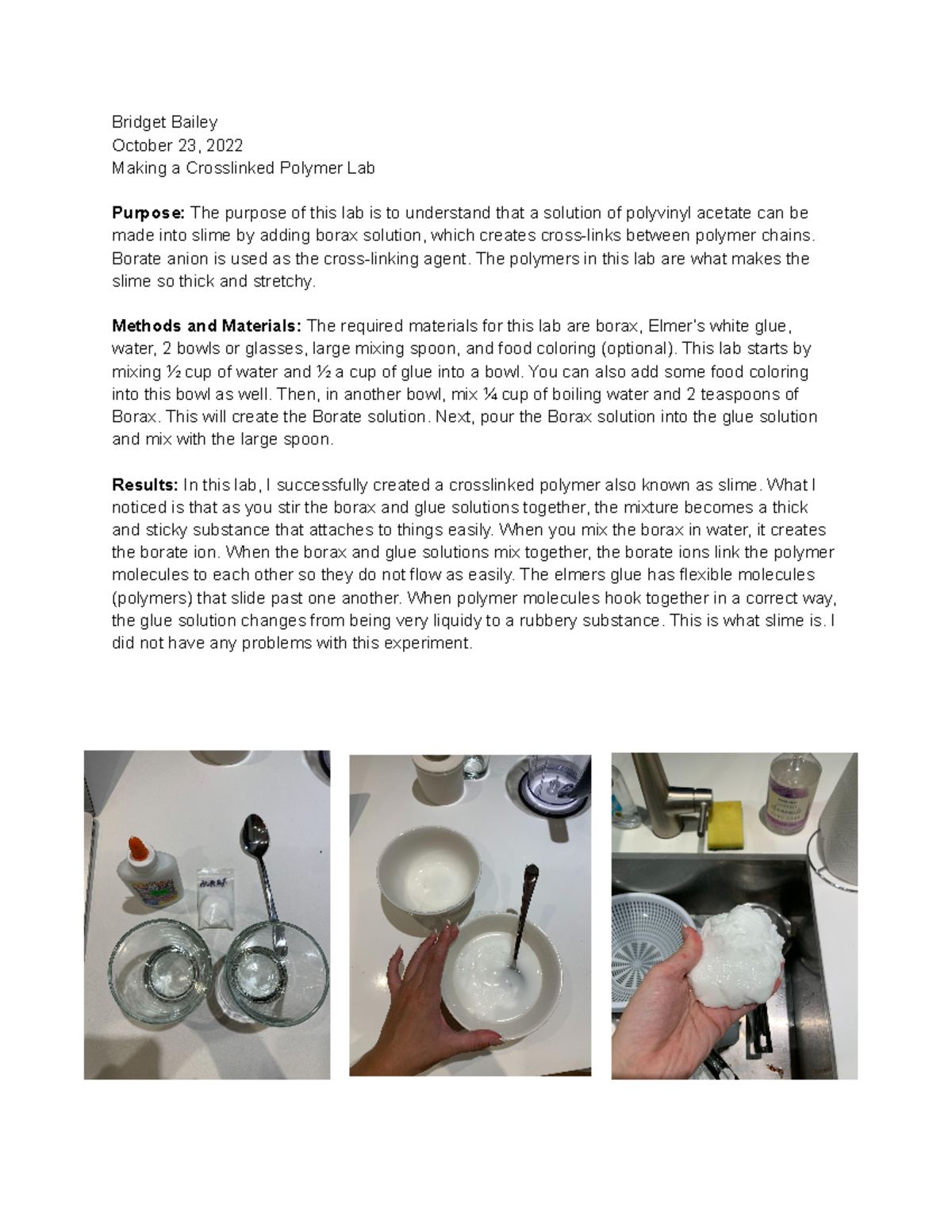 Glue Lab Lab Assignment For Class Bridget Bailey October 23 2022 Making A Crosslinked