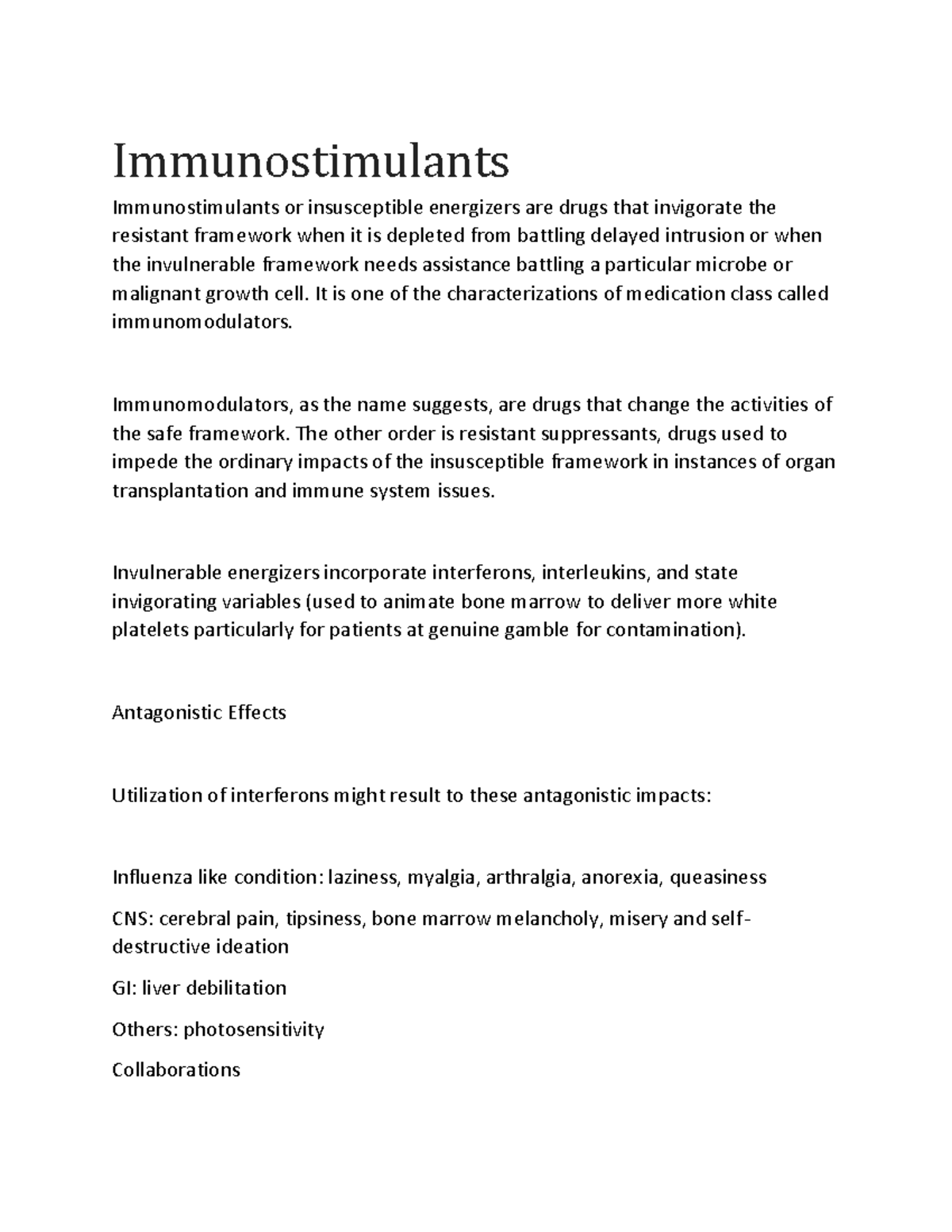 Immunostimulants - Lecture notes 1 - Immunostimulants Immunostimulants ...