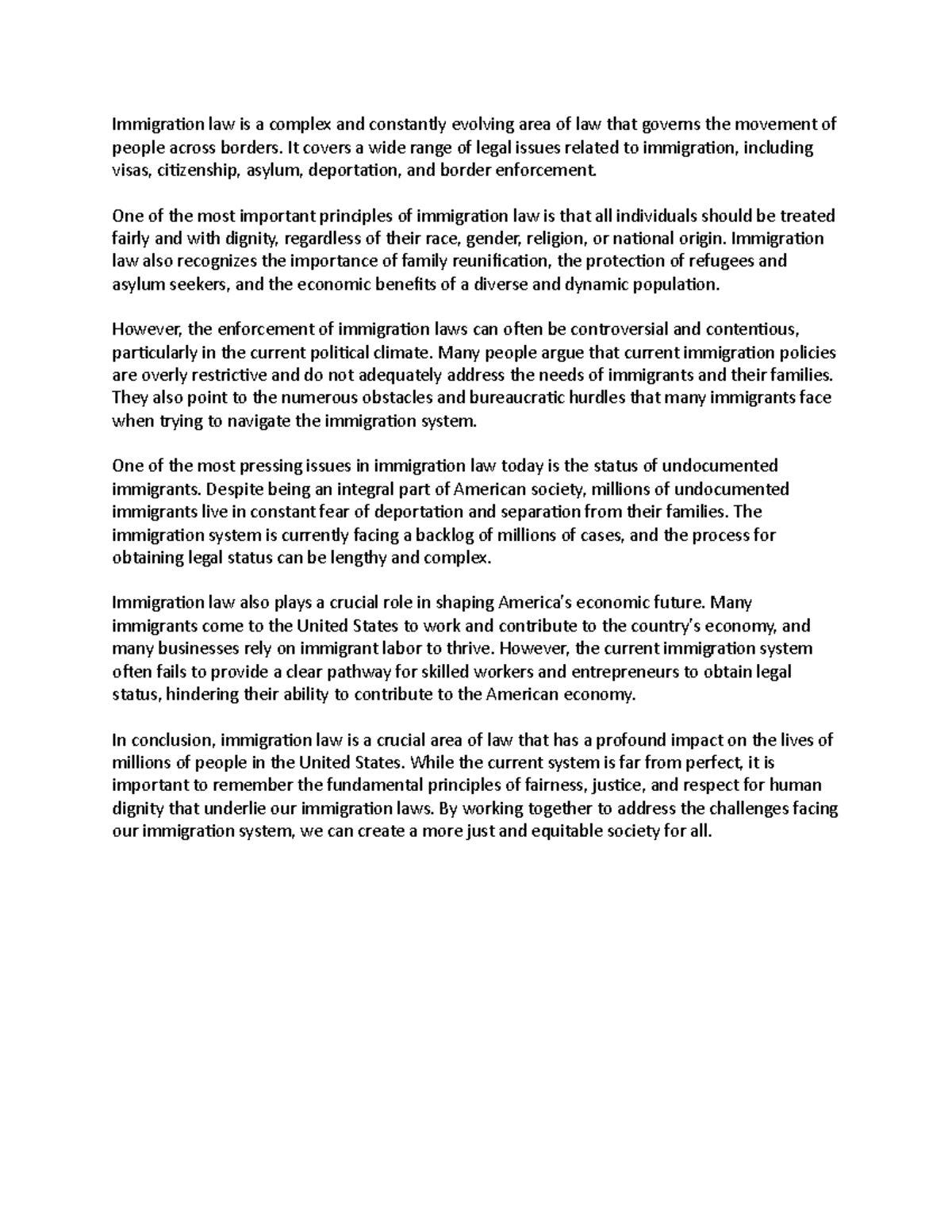 Immigration law is a complex and constantly evolving area of law that ...