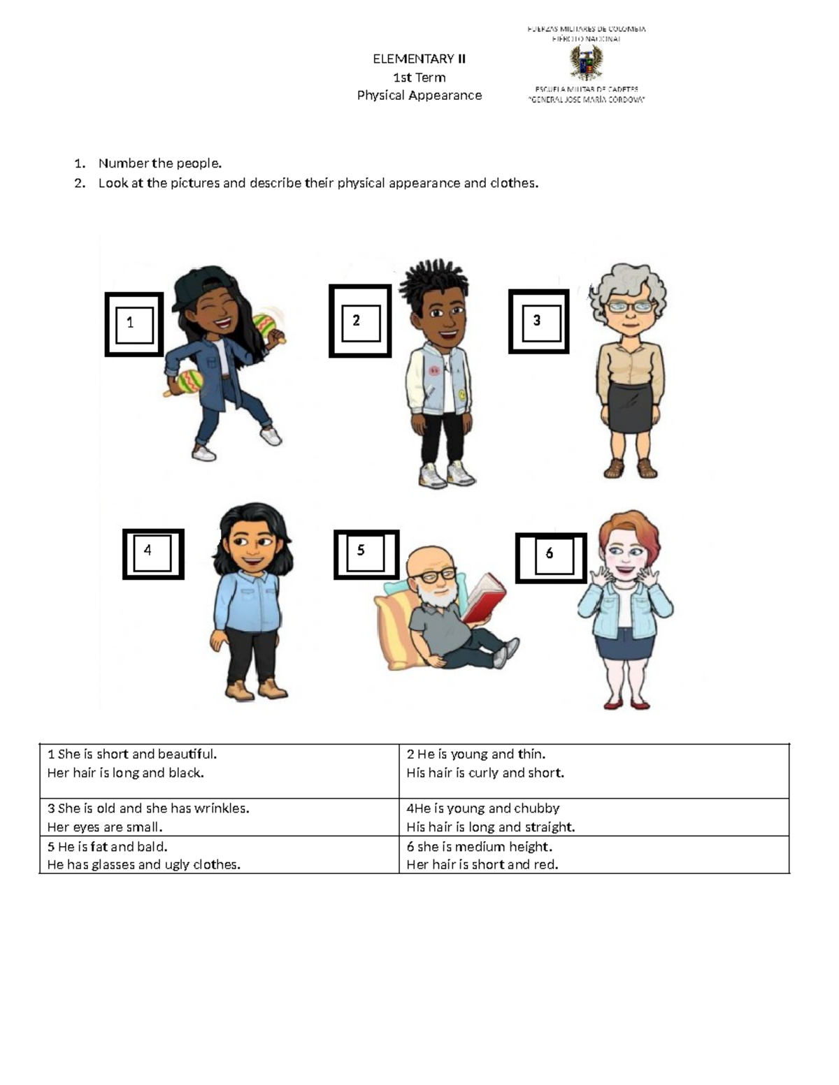 Physical Appearance - personal apereances - ELEMENTARY II 1st Term ...