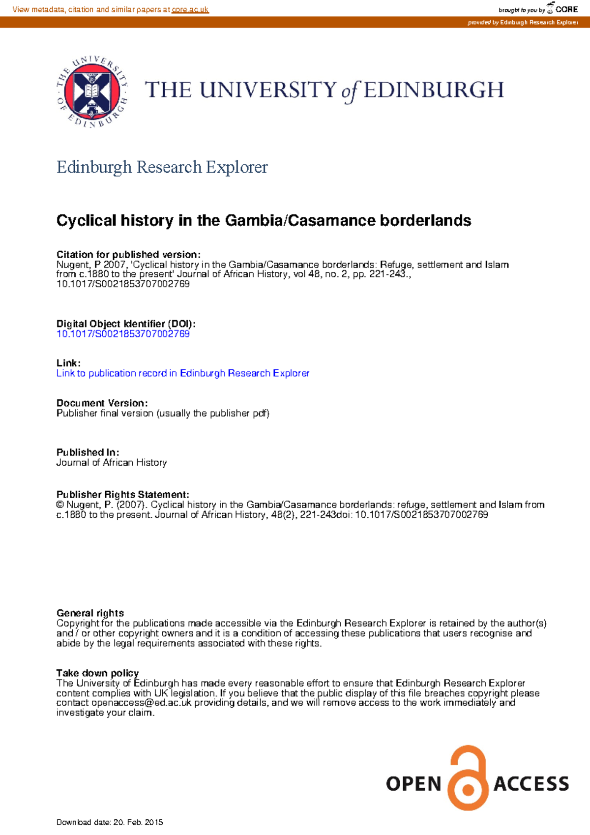 28963274 - Histoire - Edinburgh Research Explorer Cyclical history in ...