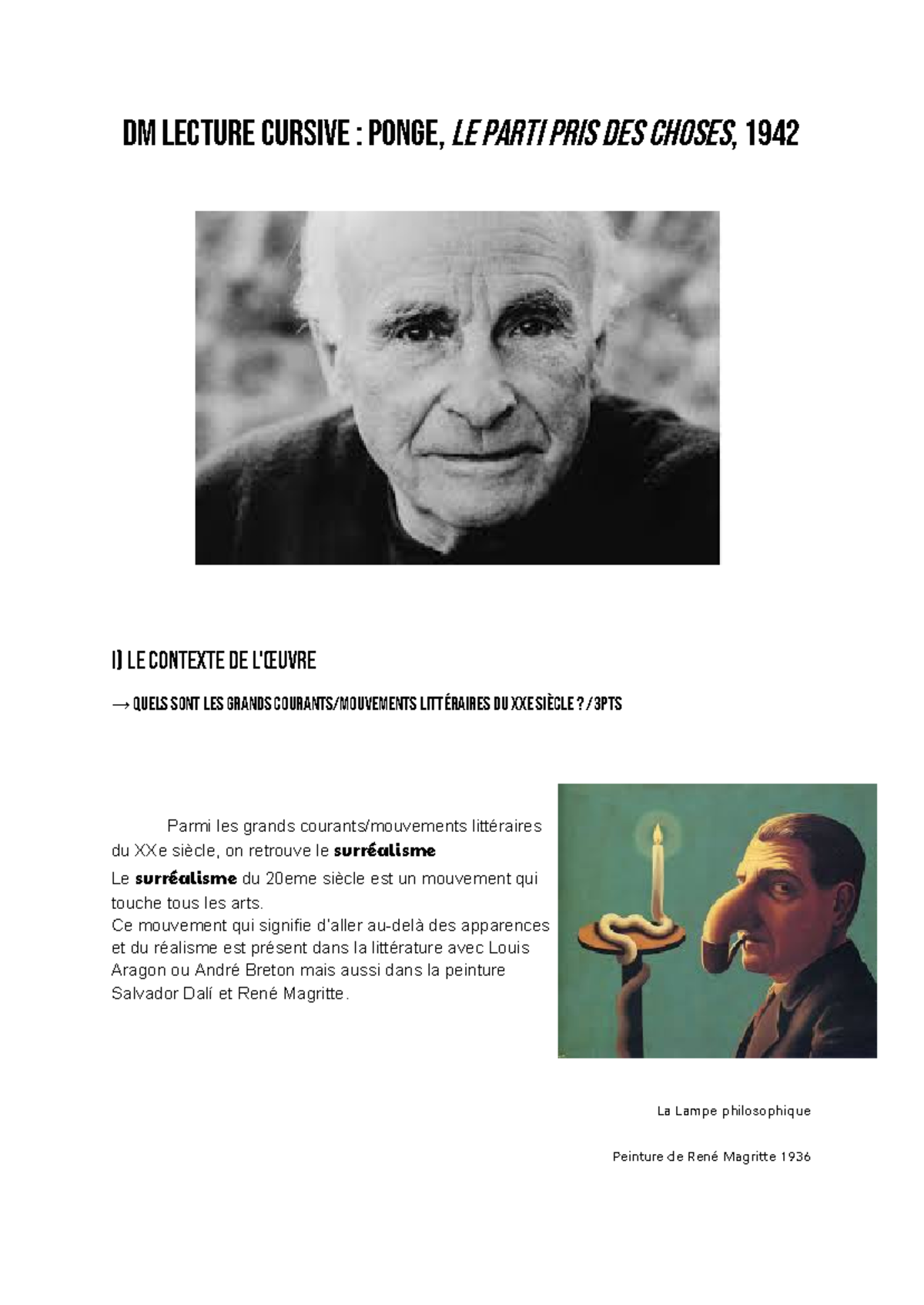 Lecture cursive Ponge, Le parti pris des choses, 1942 - Ce mouvement qui signifie d’aller au ...