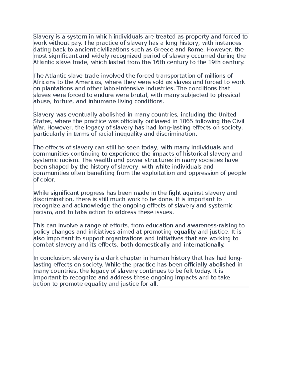 Document slavery - This a assignment on how to help others write essays ...