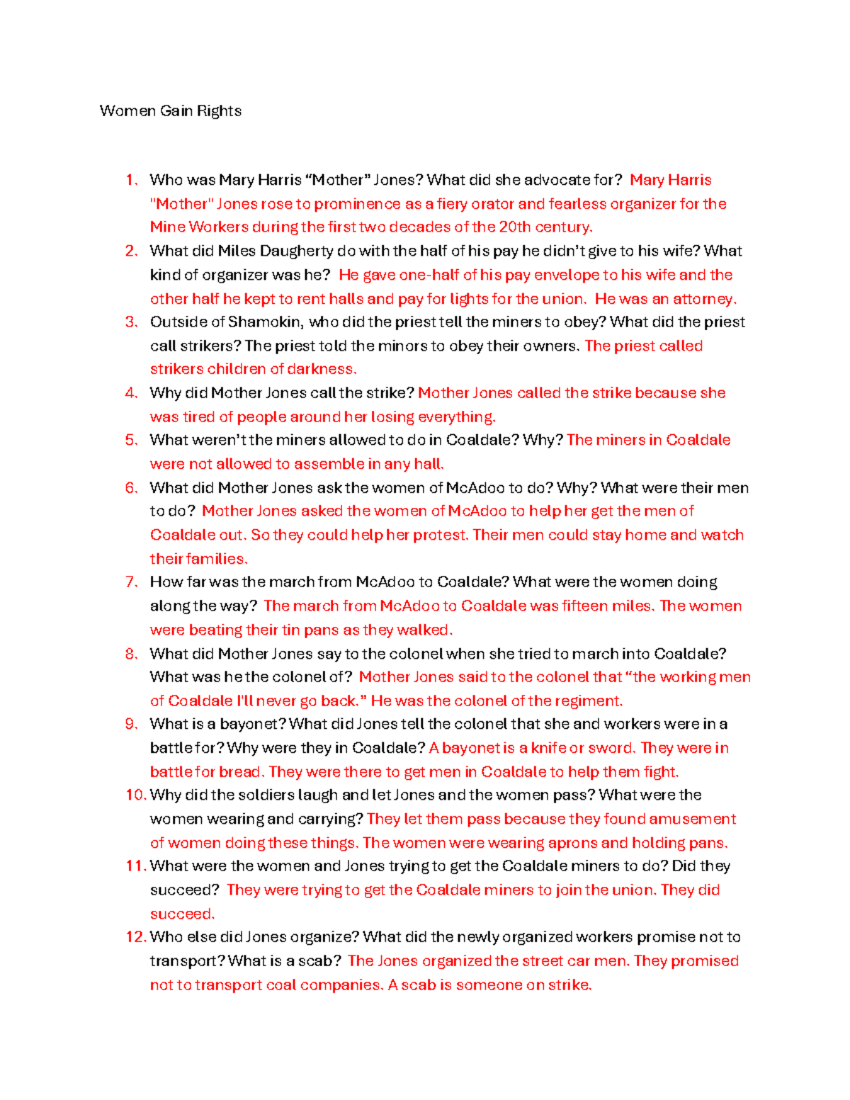 Women Gain RIghts - Copy - Women Gain Rights 1. Who was Mary Harris ...