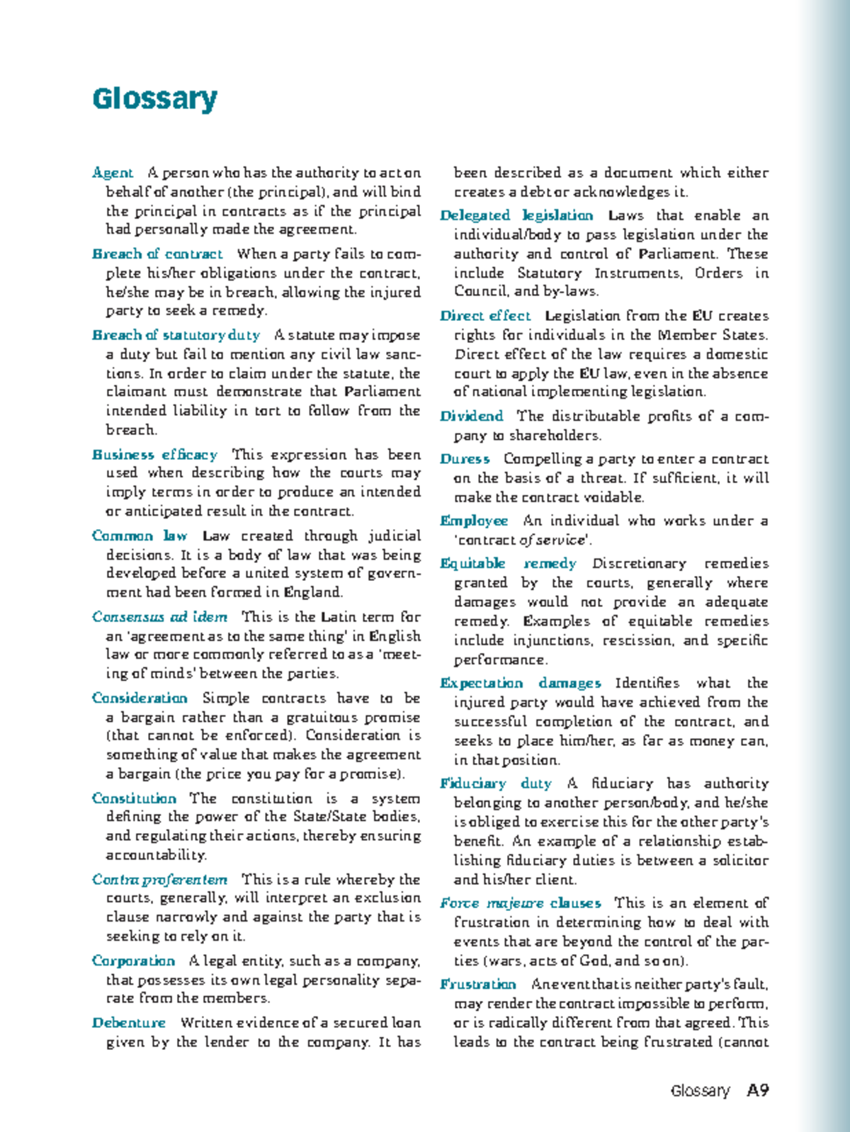 Marson Glossary PDF - key words - Glossary A Agent A person who has the ...