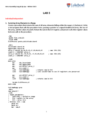 Lab 4 - Solution - This is a lab - Intro Assembly Lang & Op Sys – Winter 2023 1 LAB 4 - Studocu
