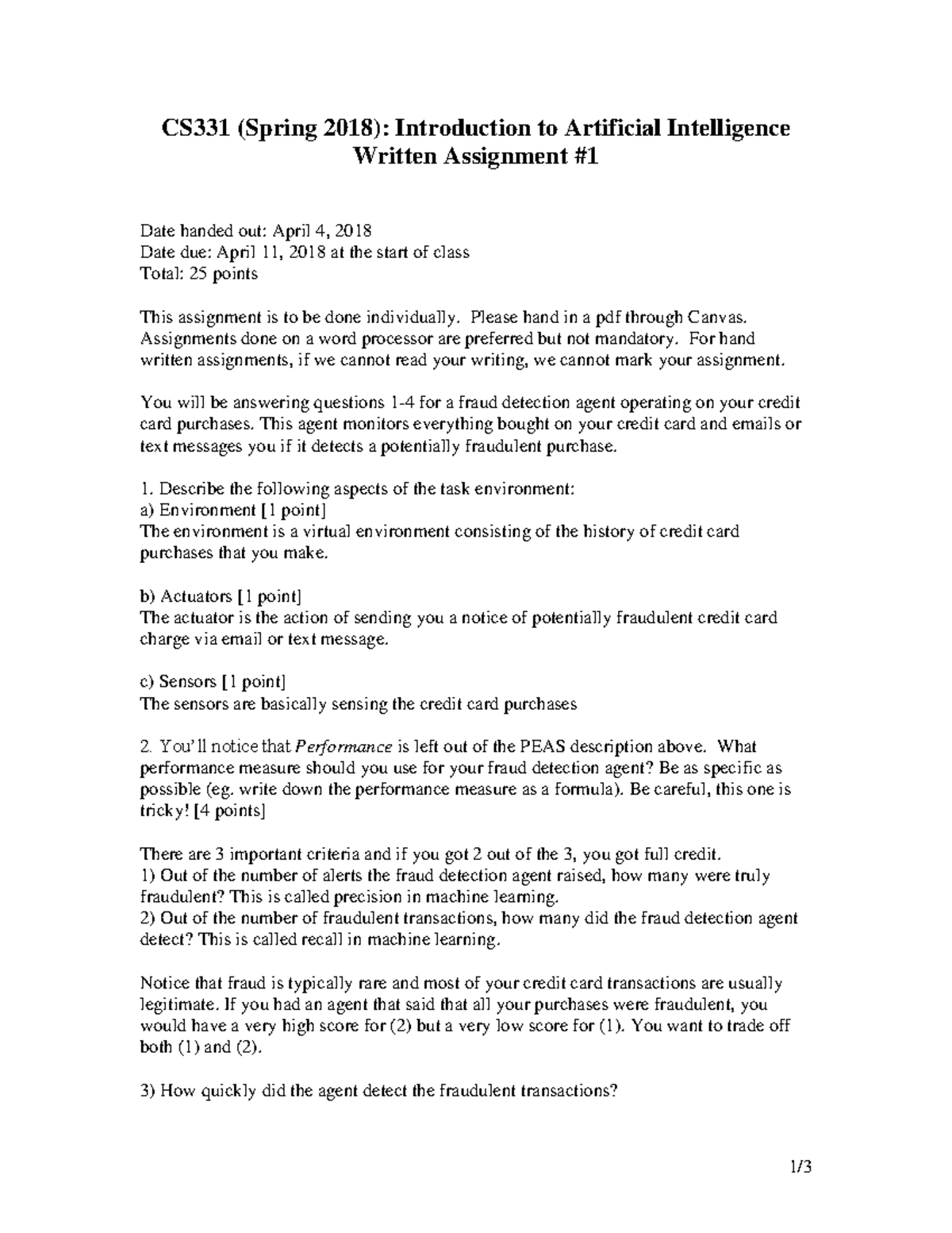 written assignment1 - 1/ CS 331 (Spring 2018): Introduction to ...