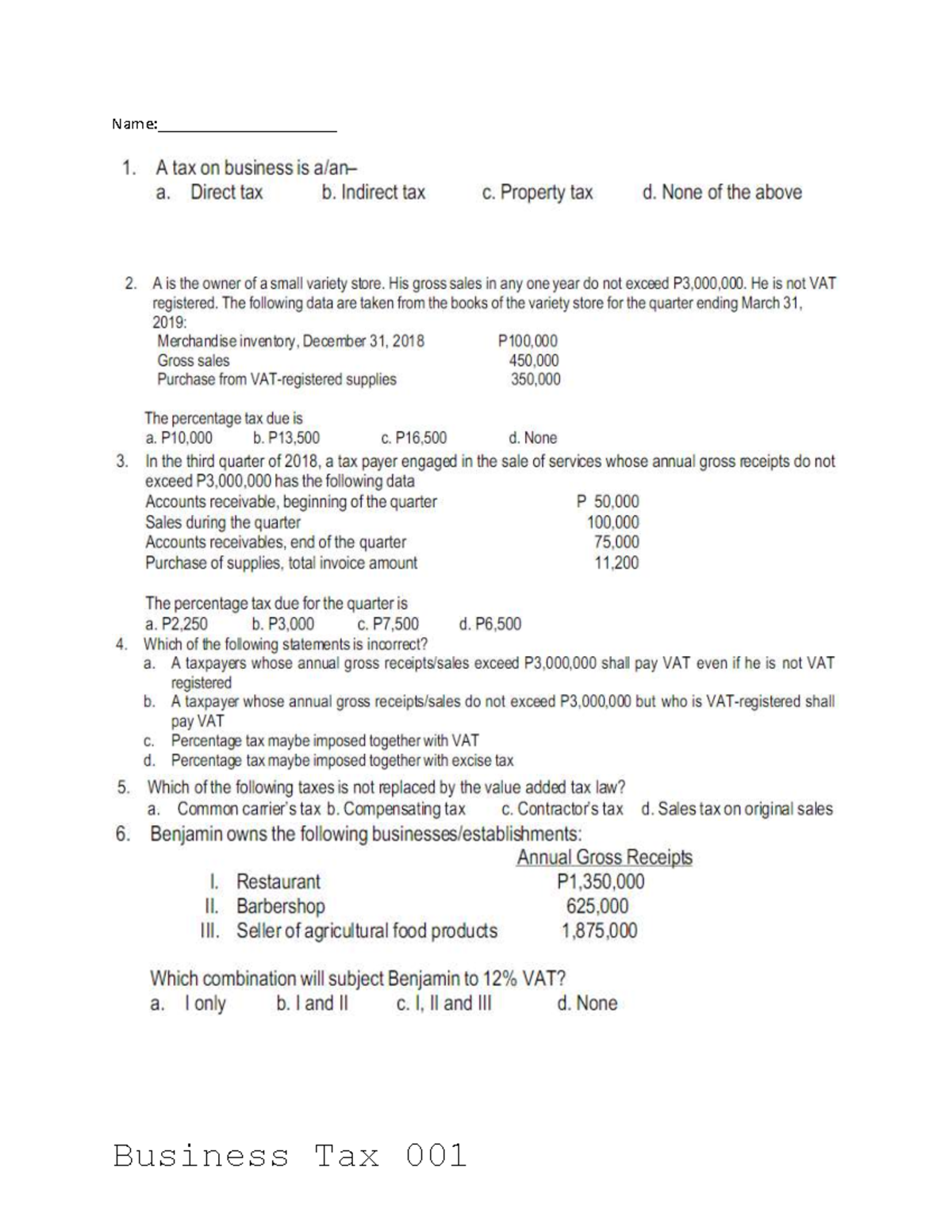 Business-Taxation-001 - Intermediate Accounting 3 - Business Tax 001 ...