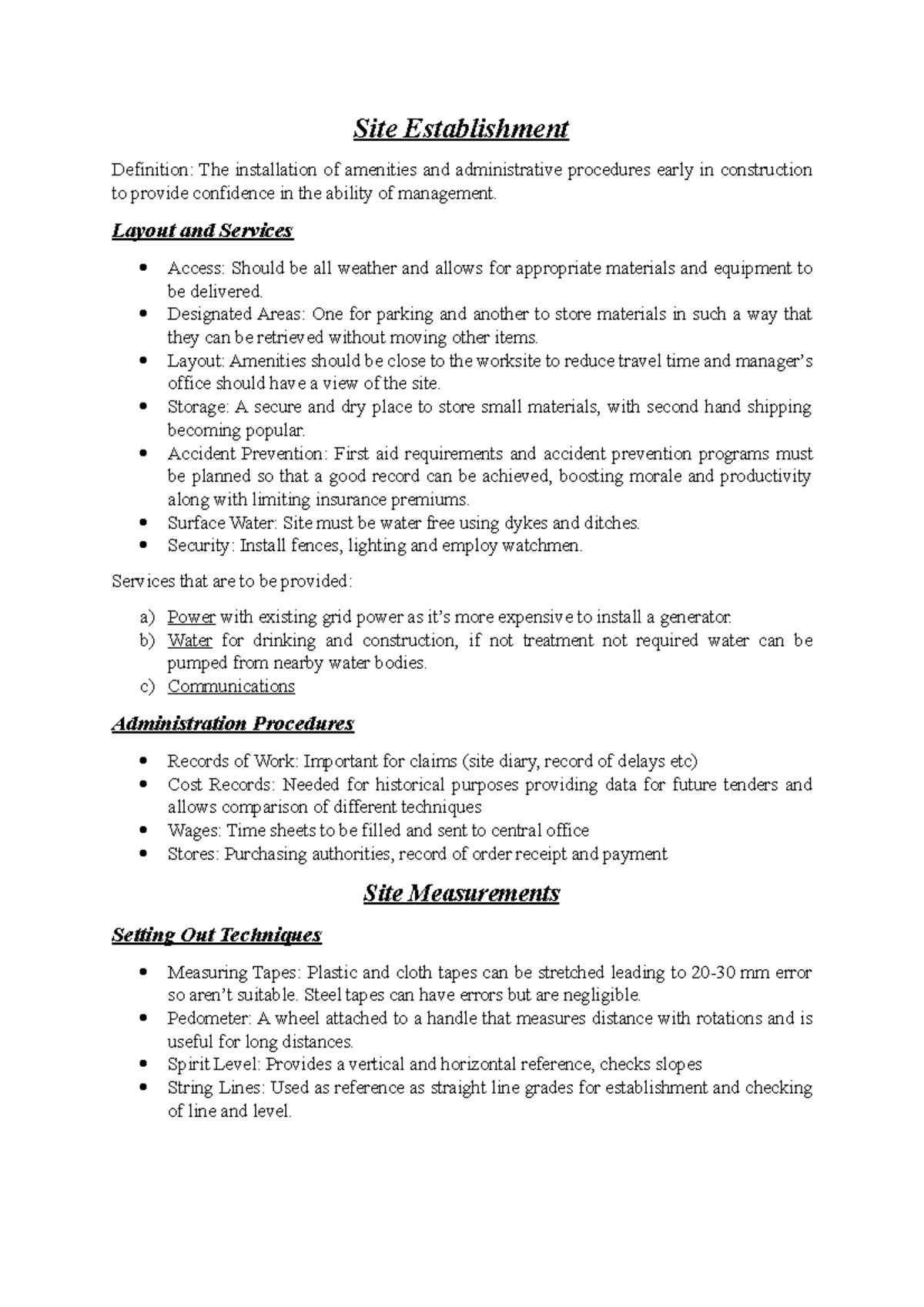 Module 1a Notes - Site Establishment Definition: The installation of ...