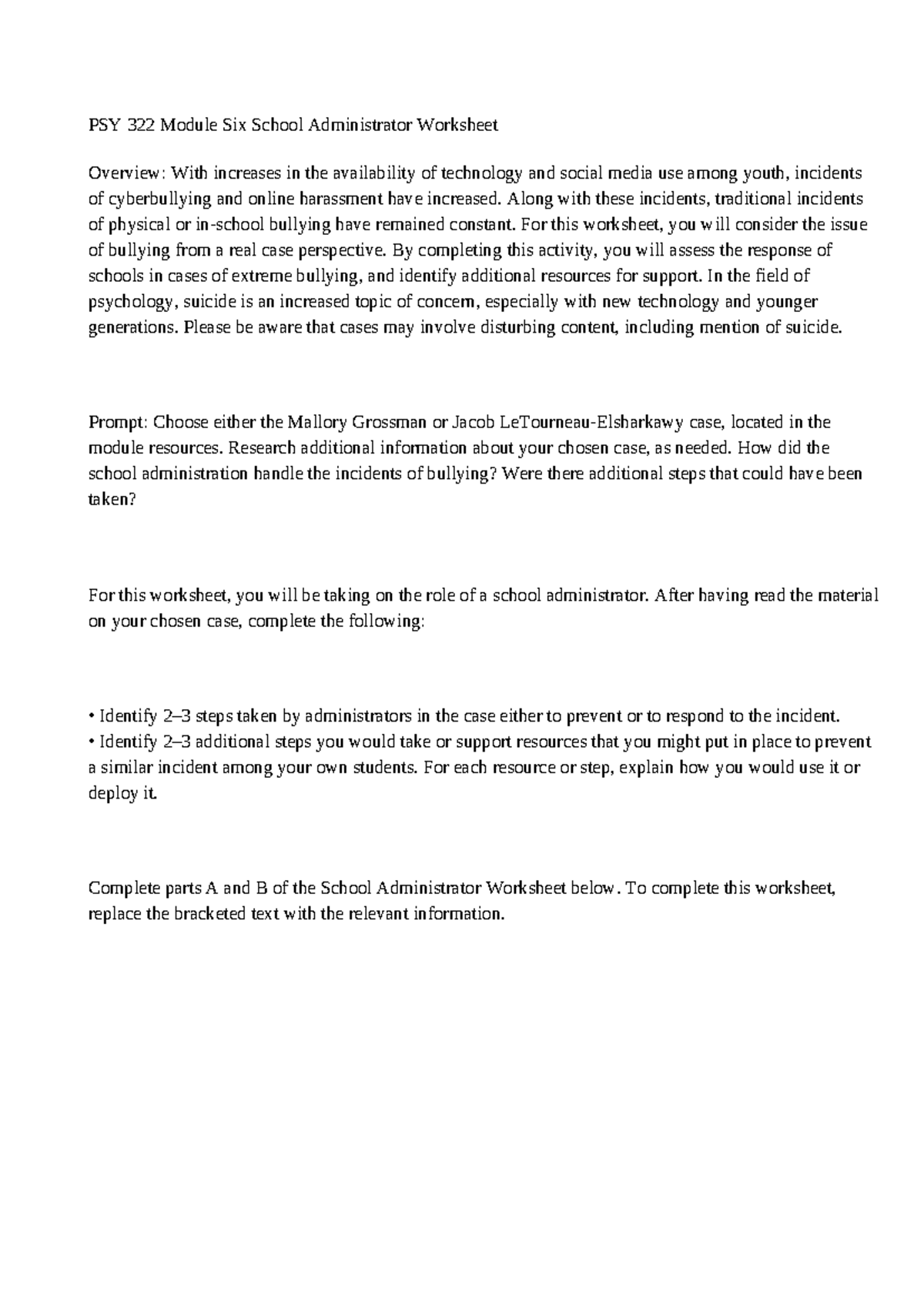 PSY 322 Module Six School Administrator Worksheet 2023-10-03 19 14 17 ...