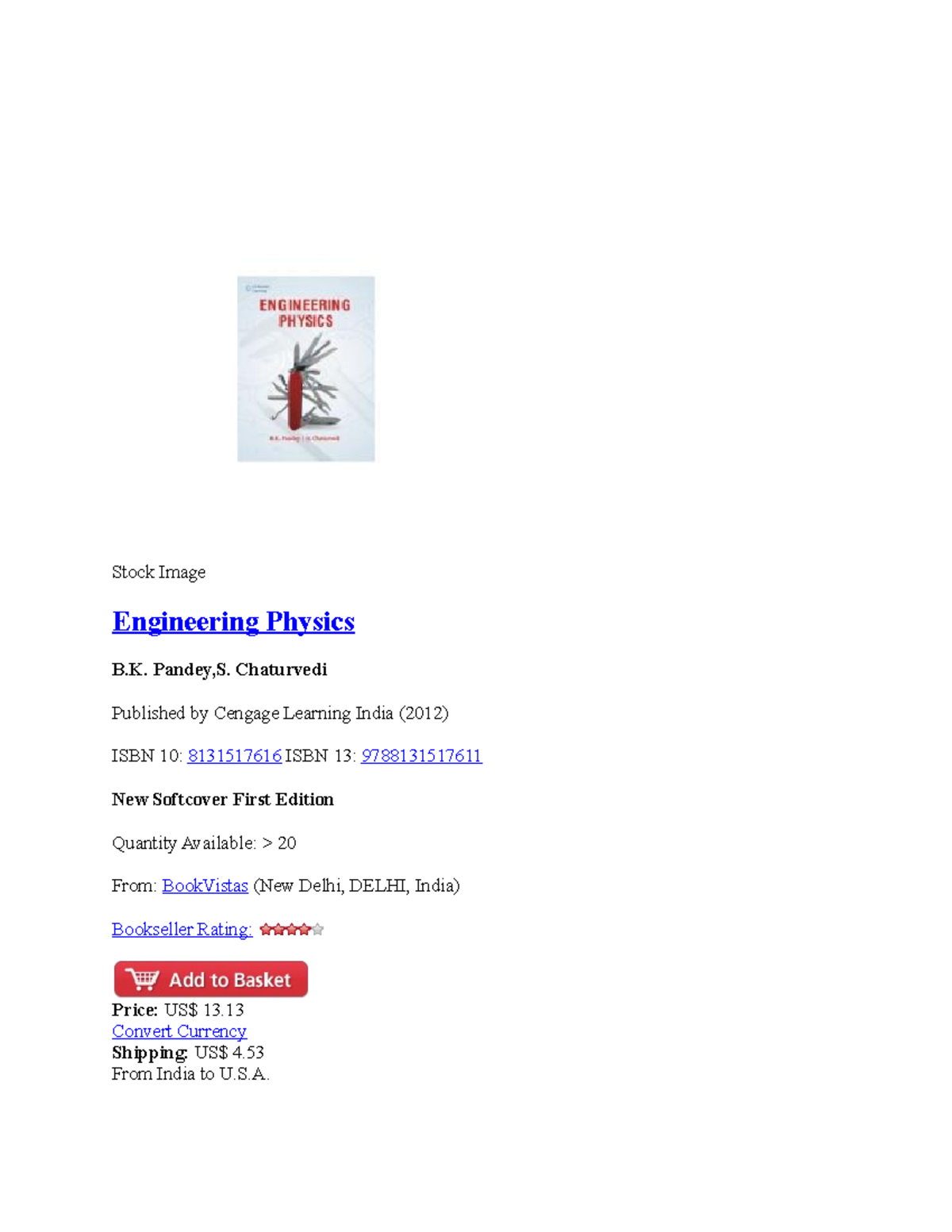 Engineering Physics-All Indiaedition - Stock Image Engineering Physics ...