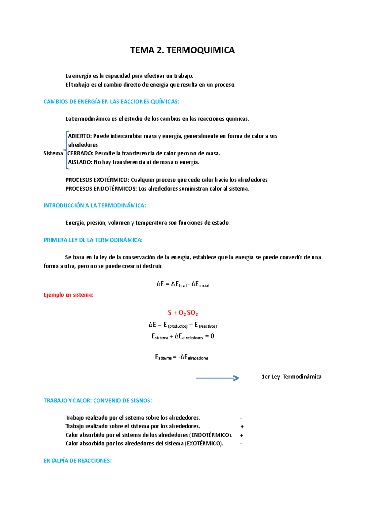 TEMA 2. Termoquimica - TEMA 2. TERMOQUIMICA La energía es la capacidad ...