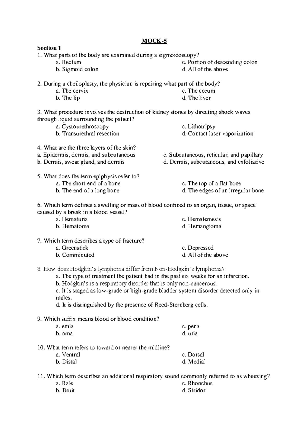 CPC Mock 5 - NOTHING SPECIFIC - MOCK- 5 Section 1 What parts of the ...