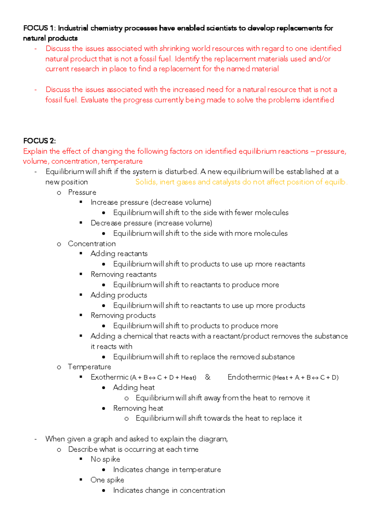 Industrial Chemistry Notes-1 - FOCUS 1: Industrial chemistry processes ...